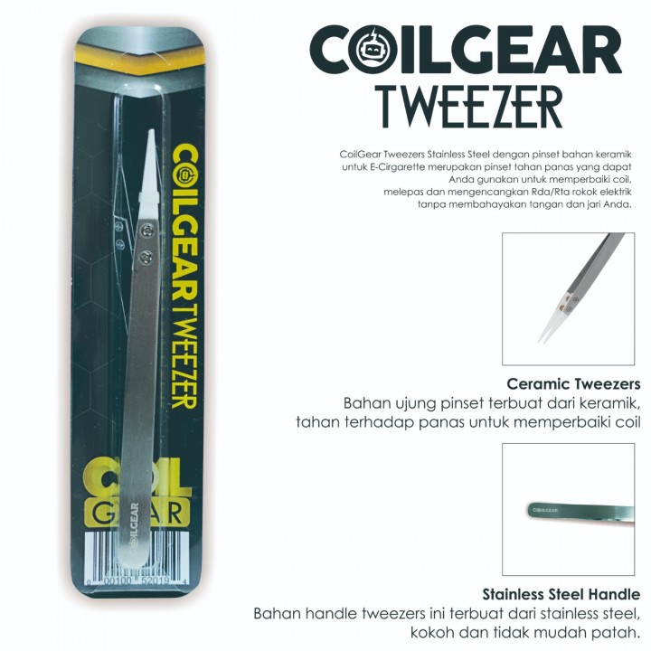 Authentic Coil Gear Ceramic Tweezer Stainlees Steel - COILGEAR